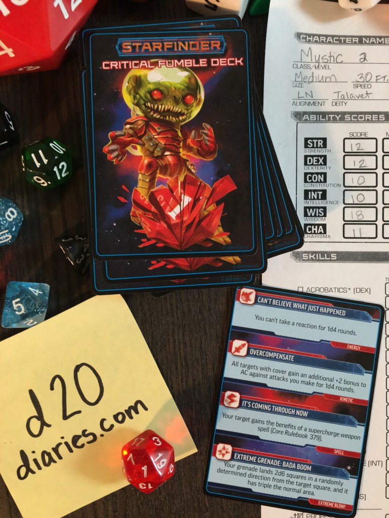 Starfinder Critical Fumble Deck – d20 Diaries